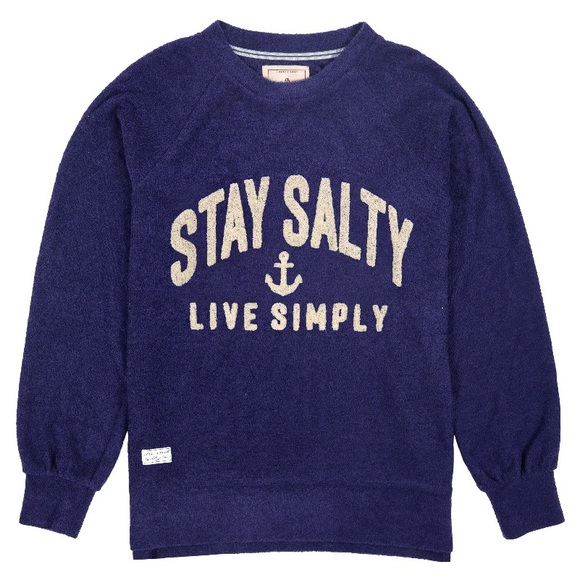 Simply Southern | Tops | Nwt Simply Southern Blue Stay Salty Terry Crew ...